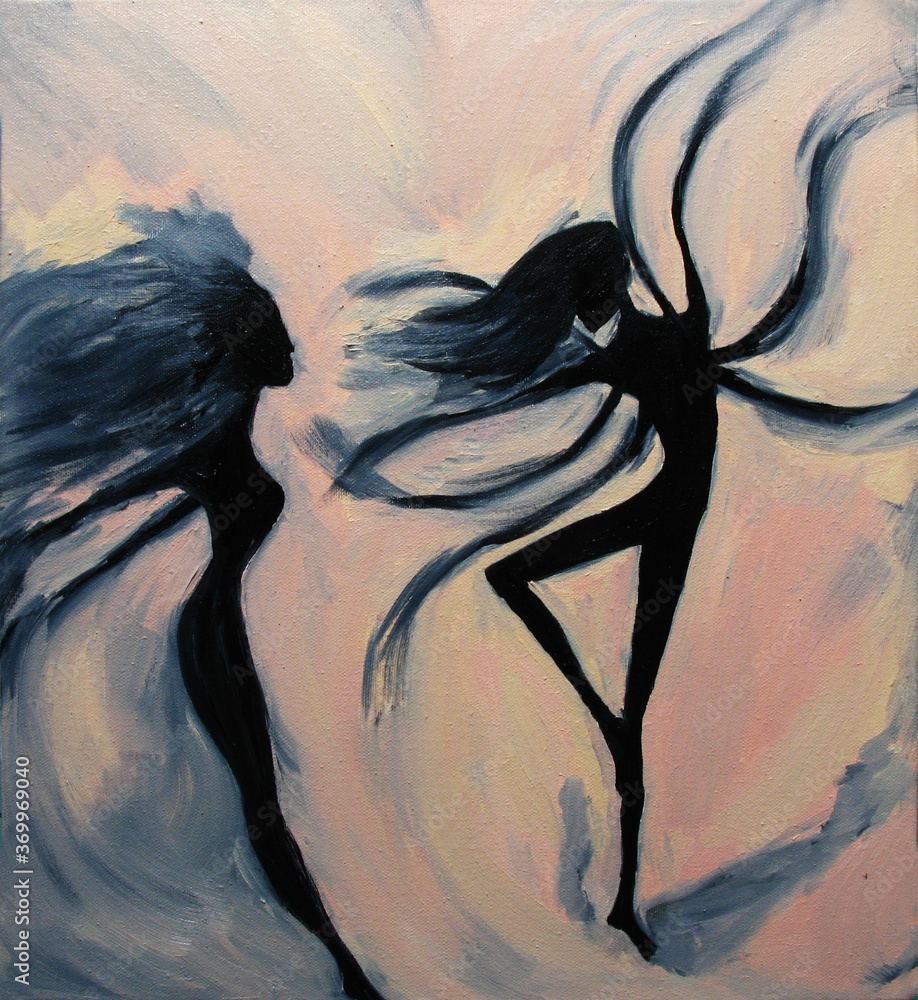 Dancing woman, transformation, oil painting, expressionism Stock ...