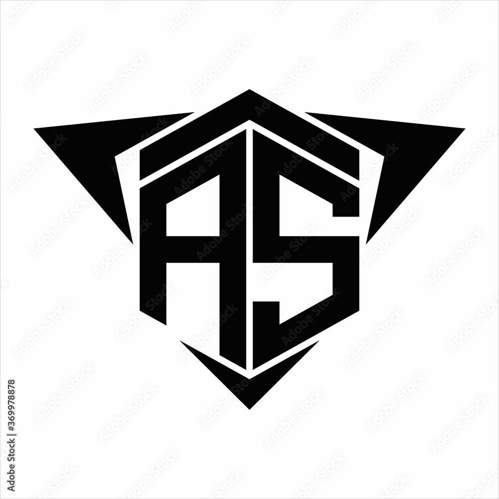 AS Logo monogram with wings arrow around design template on white ...
