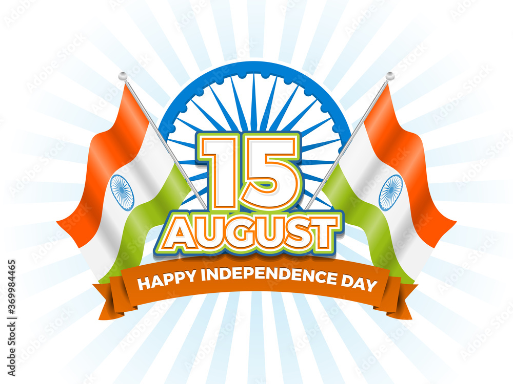 15th August Typography with Ashoka Chakra Creative Background with ...