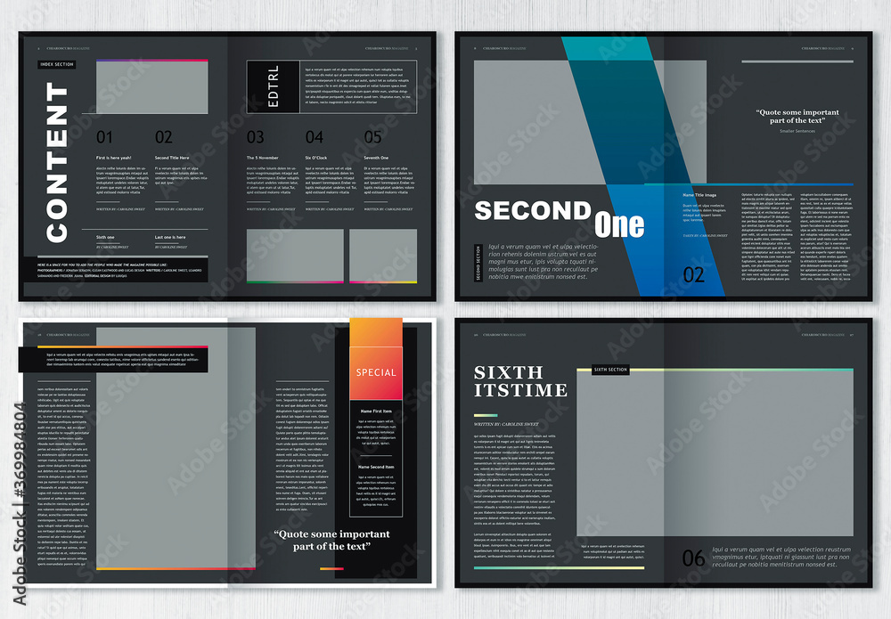 Chiaroscuro Magazine Layout Stock Template | Adobe Stock