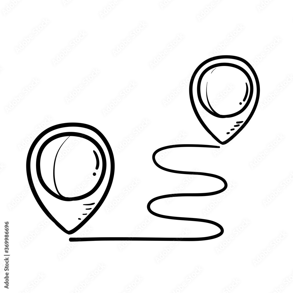 hand drawn map distance measuring icon illustration doodle vector ...