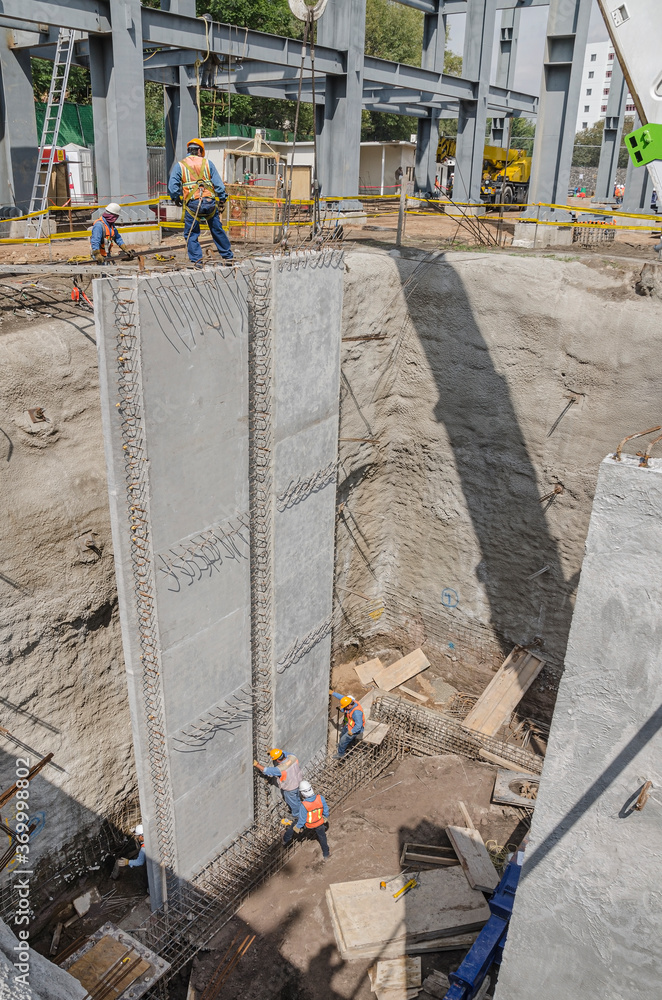 Positioning a huge construction surrounding wall or tilt-up panel ...