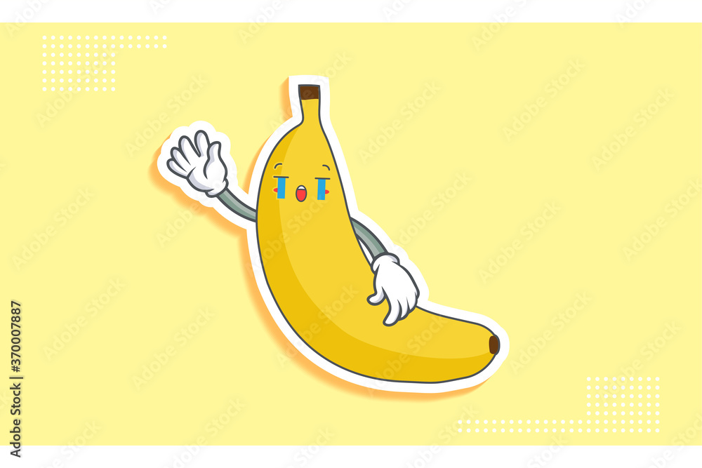 CRYING, SAD, SOB, CRY Face Emotion. Waving Hand Gesture. Banana Fruit ...