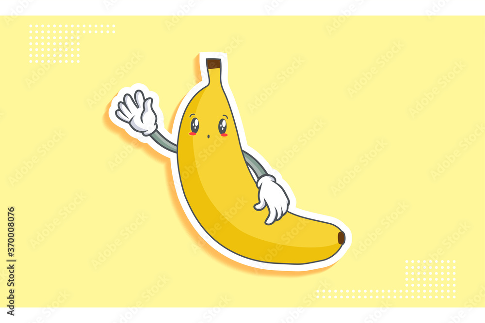 UH , OH, GASP Face Emotion. Waving Hand Gesture. Banana Fruit Cartoon ...