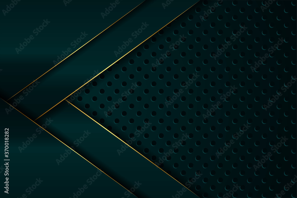 Abstract luxury geometric green with gold lines background vector ...