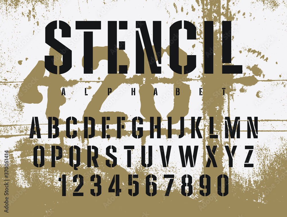 Stencil font 009 Stock Vector | Adobe Stock