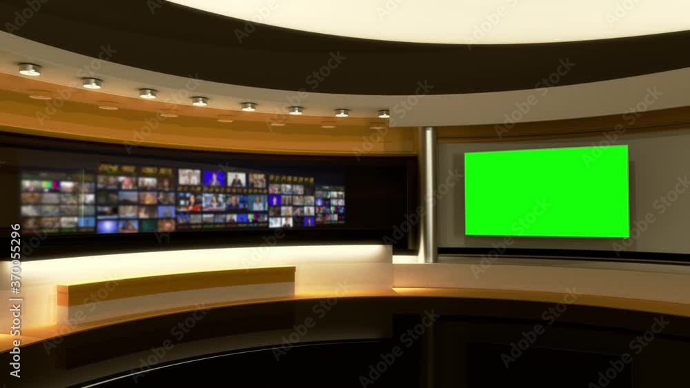 Tv Studio. Yellow studio. Backdrop for TV shows .TV on wall. News ...