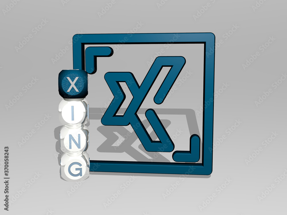 3D graphical image of XING vertically along with text built around the ...