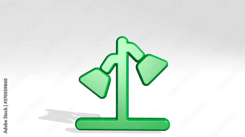 standing lamp double stand with shadow. 3D illustration of metallic ...