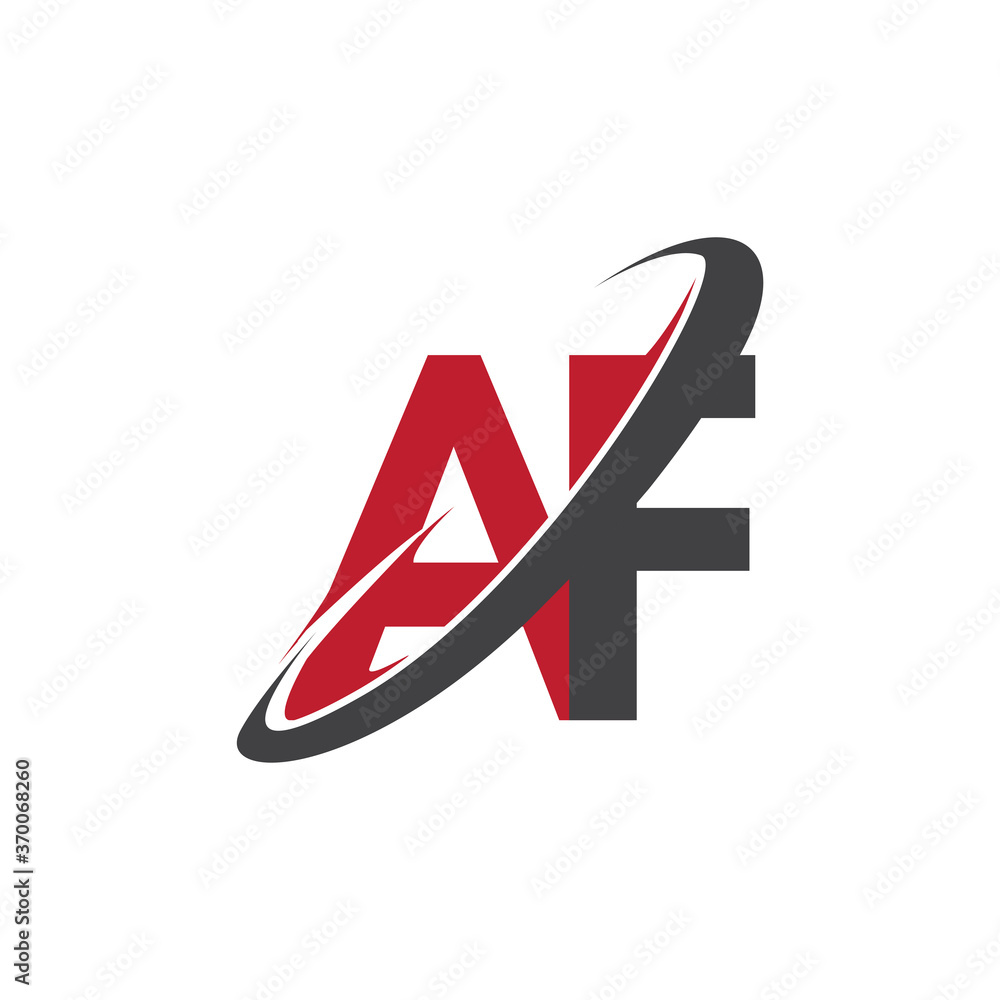 AF initial logo company name colored red and black swoosh design ...