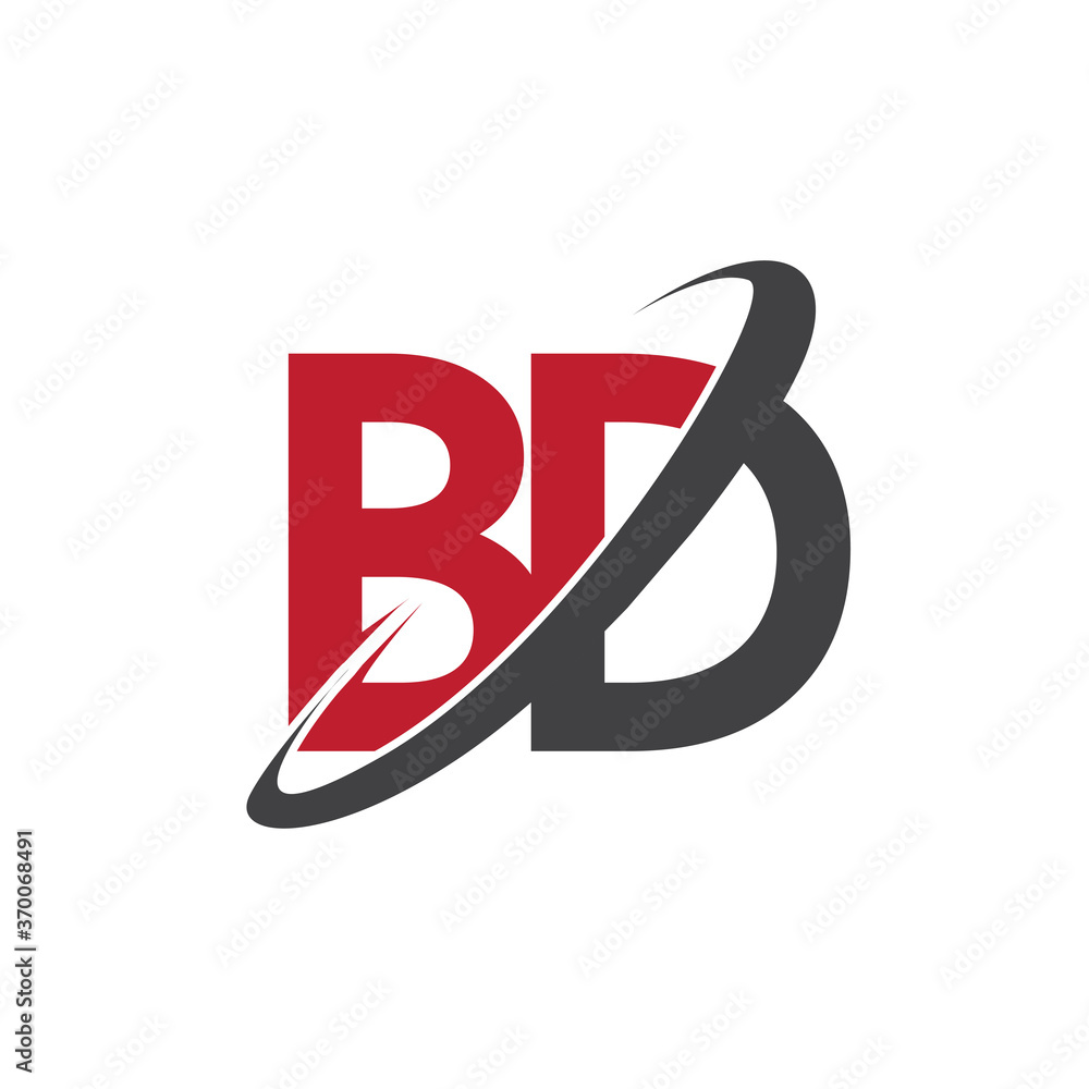 BD initial logo company name colored red and black swoosh design ...