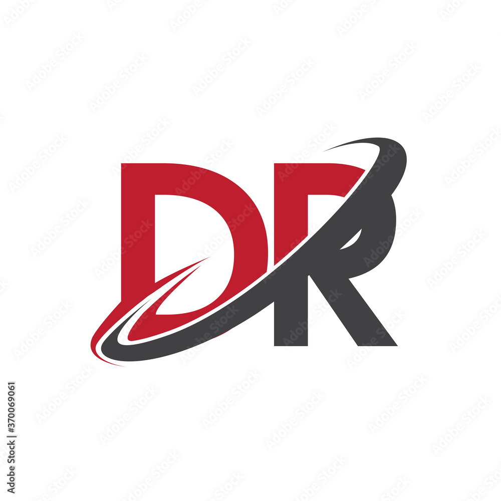 DR initial logo company name colored red and black swoosh design ...