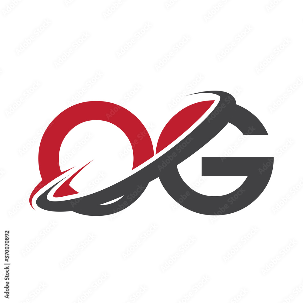 OG initial logo company name colored red and black swoosh design ...