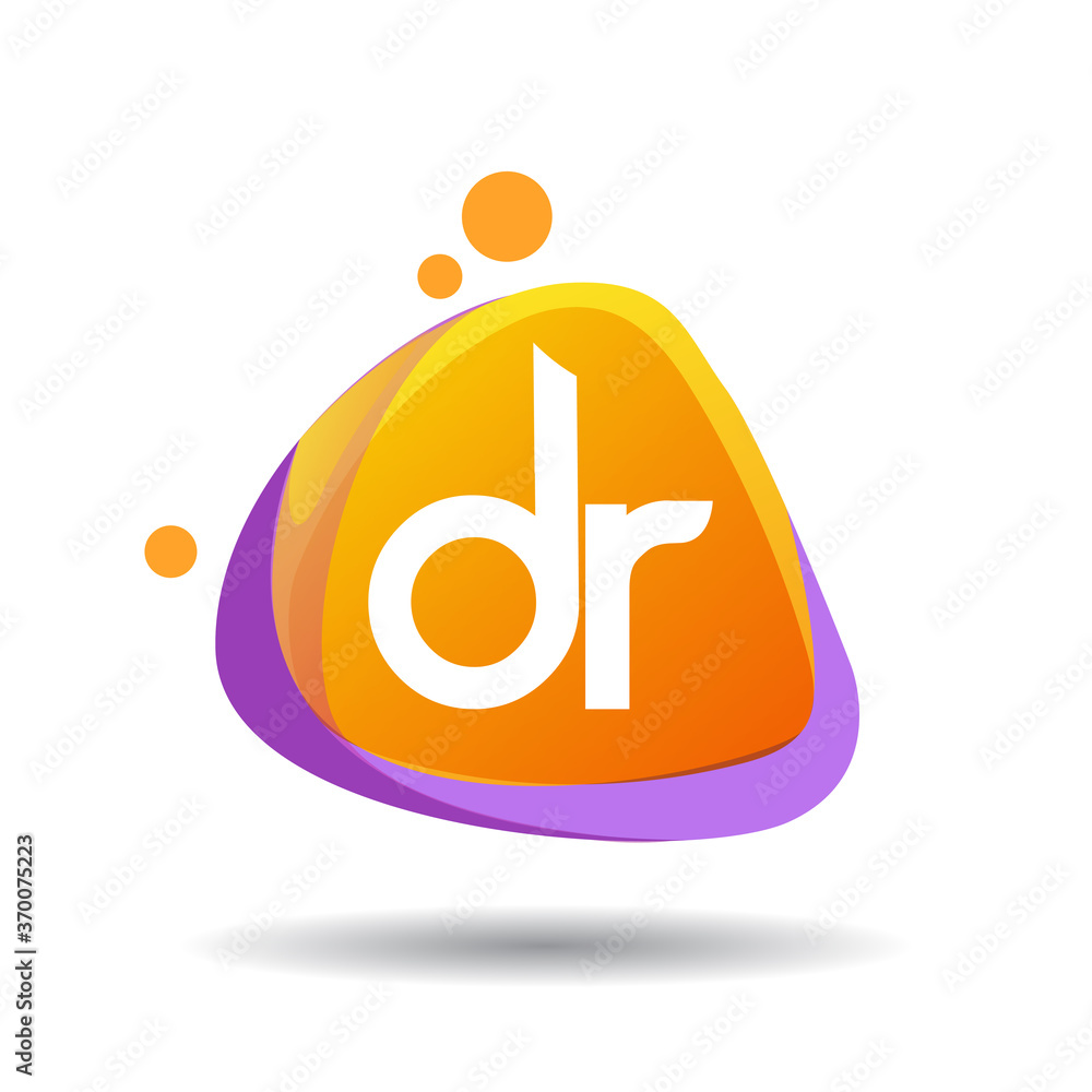 Letter DR logo in triangle splash and colorful background, letter ...