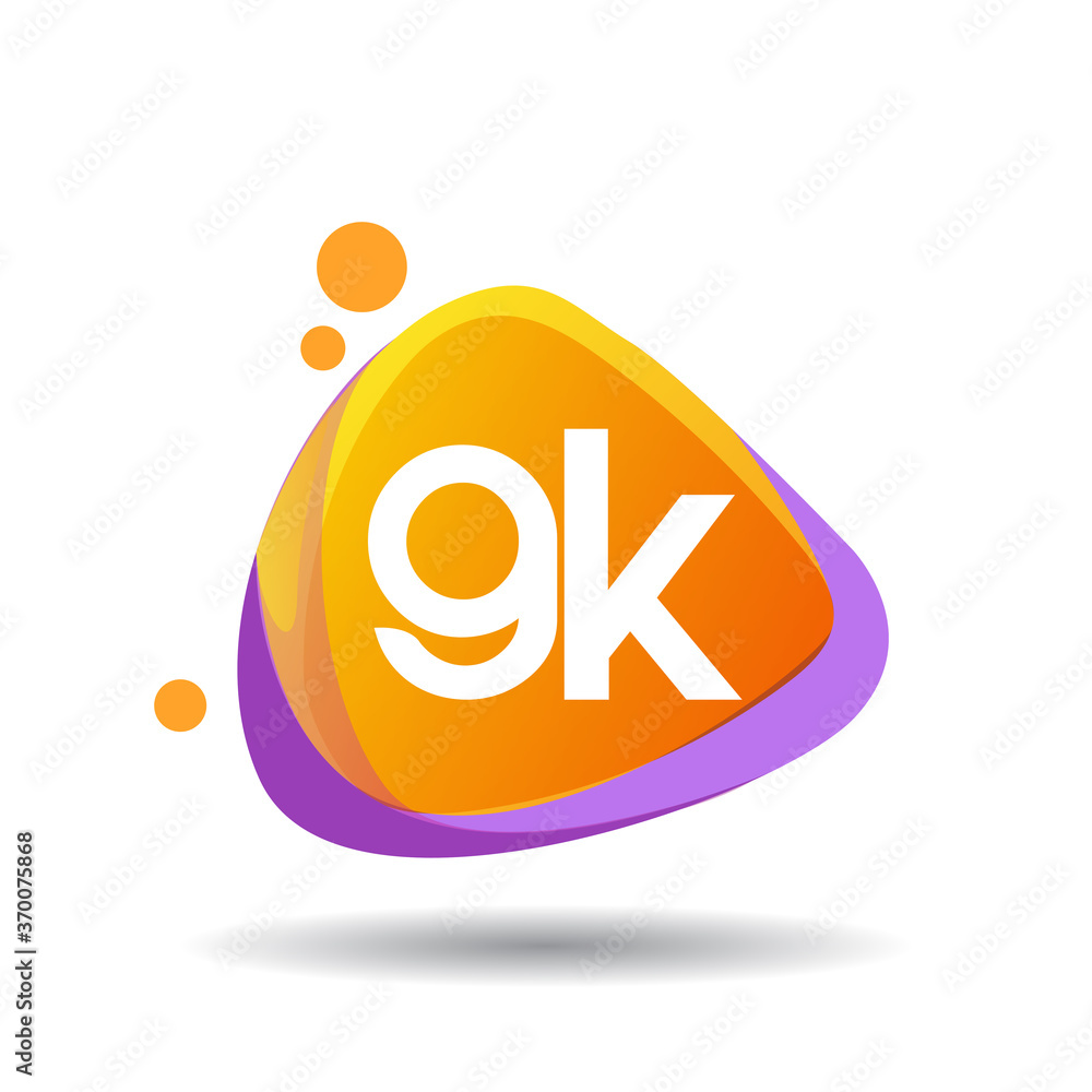 Letter GK logo in triangle splash and colorful background, letter ...