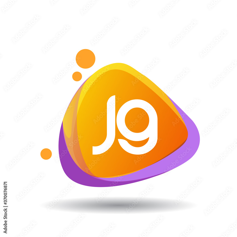 Letter JG logo in triangle splash and colorful background, letter ...