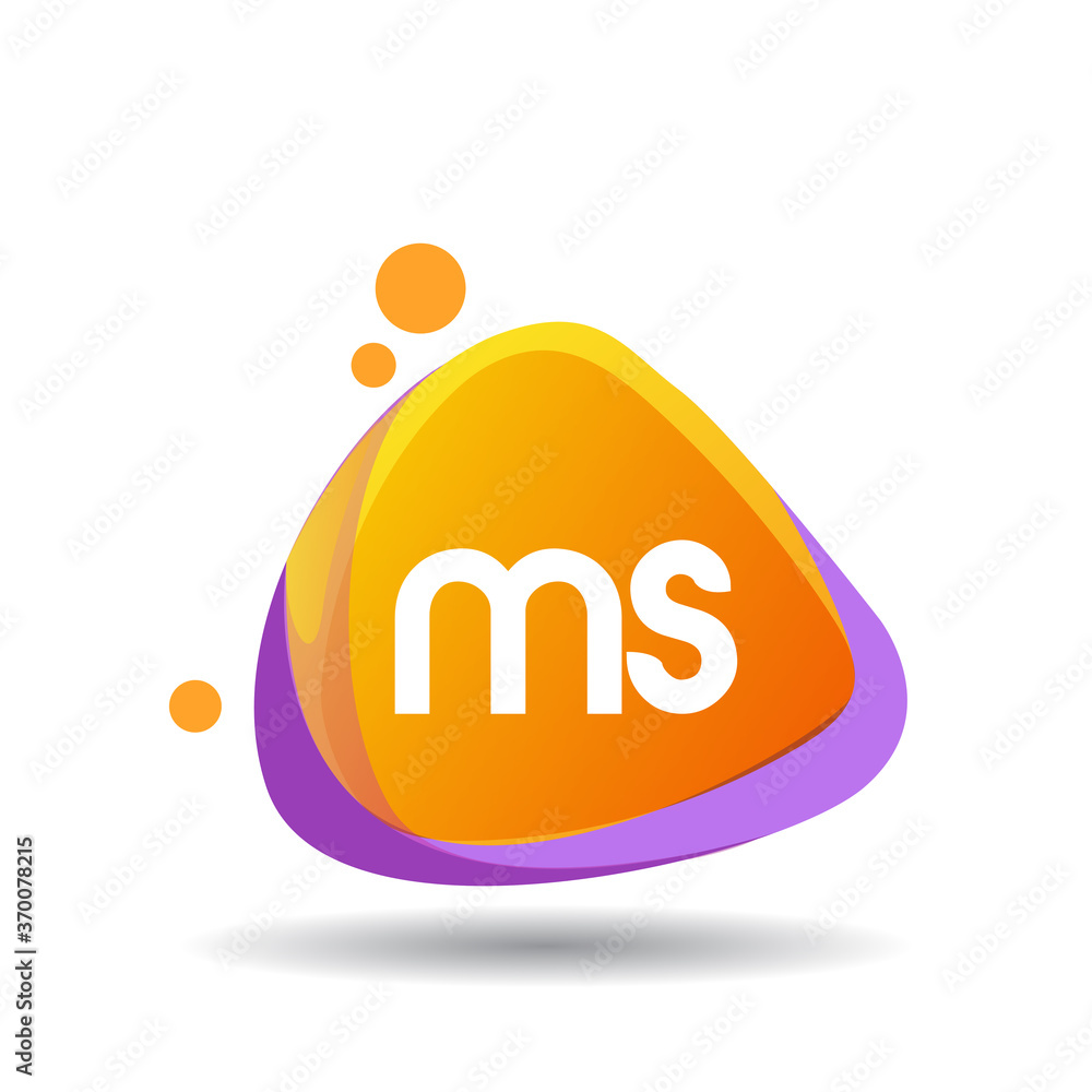 Letter MS logo in triangle splash and colorful background, letter ...