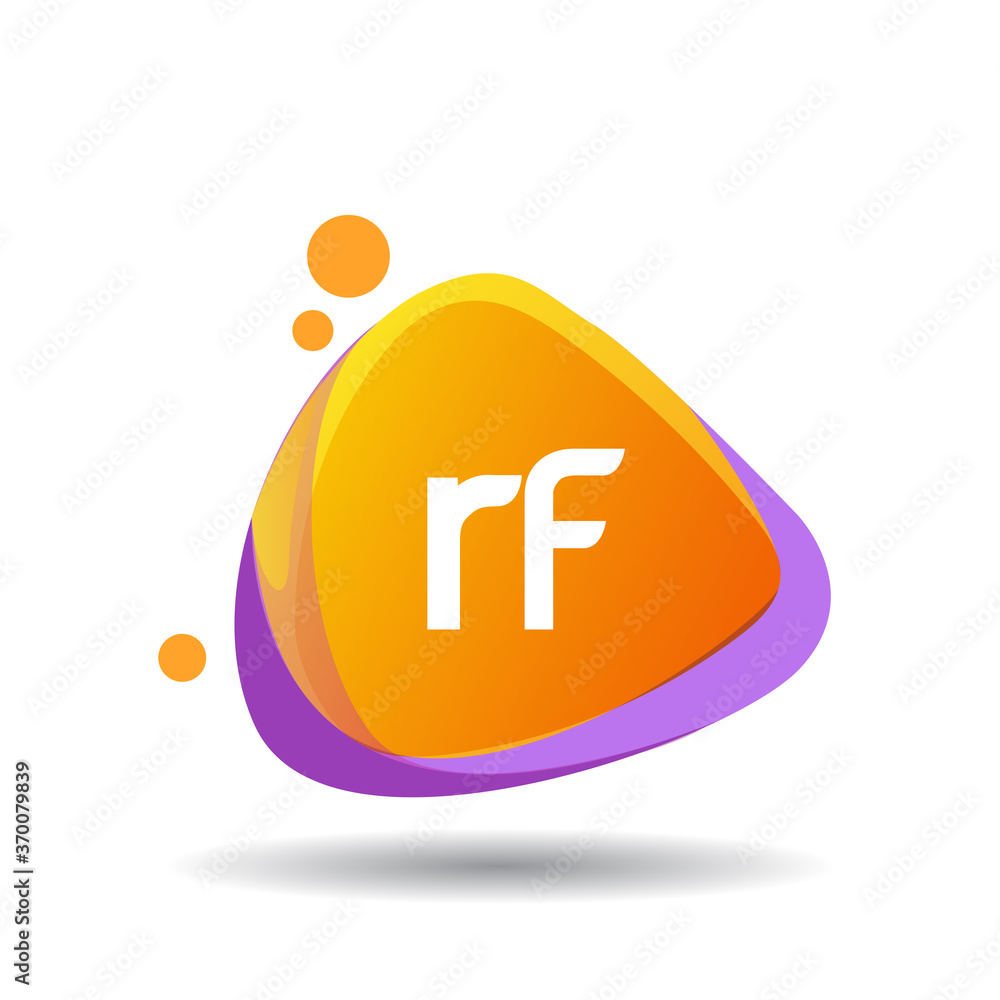 Letter RF logo in triangle splash and colorful background, letter ...