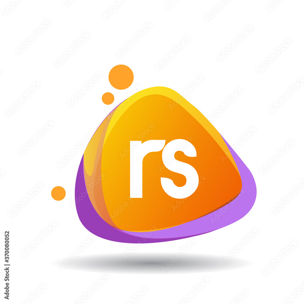 Letter RS logo in triangle splash and colorful background, letter ...