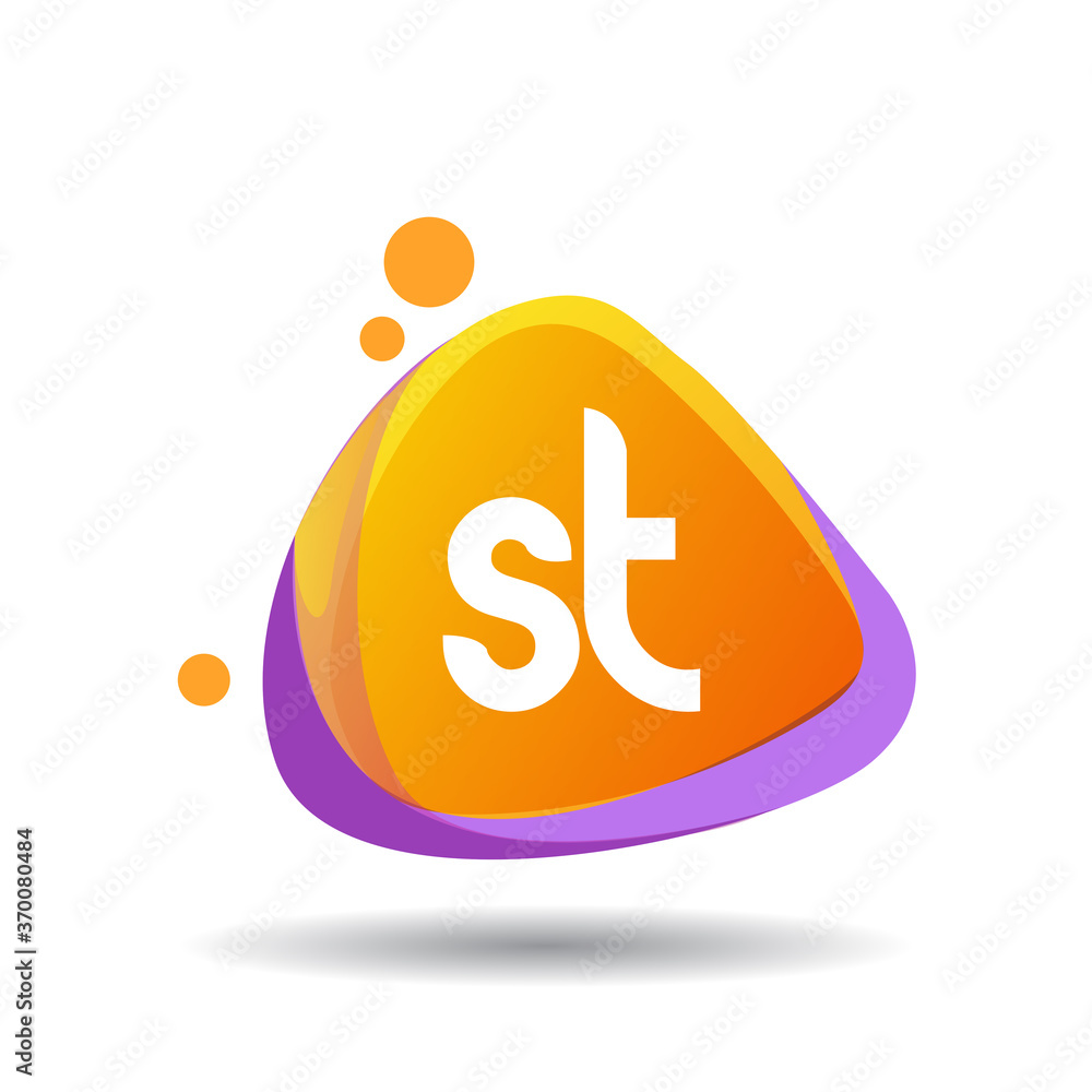Letter ST logo in triangle splash and colorful background, letter ...