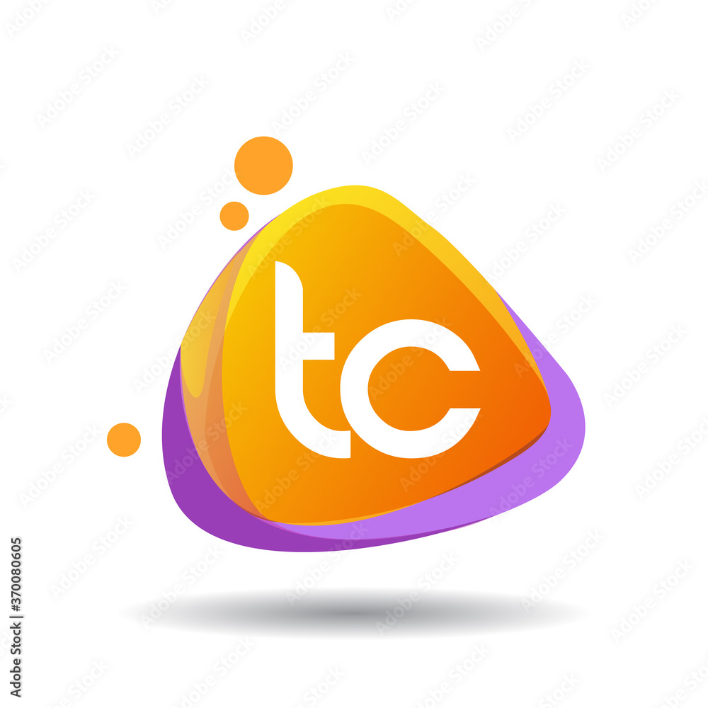 Letter TC logo in triangle splash and colorful background, letter ...
