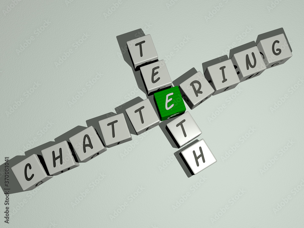 chattering teeth combined by dice letters and color crossing for the ...