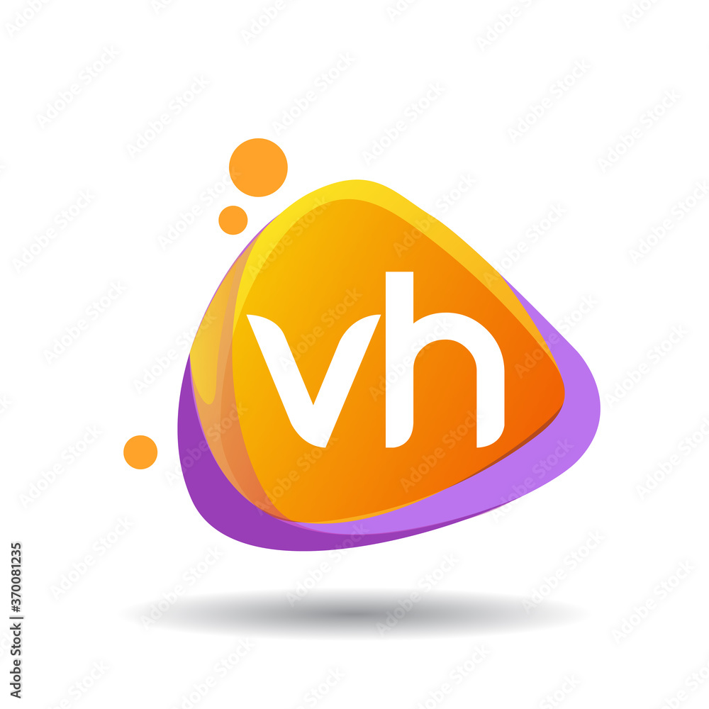 Letter VH logo in triangle splash and colorful background, letter ...