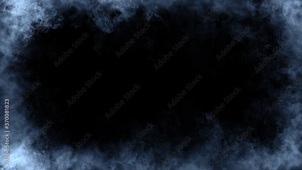 Frame of real blue fire flames burn motion smoke . Border isolated ...