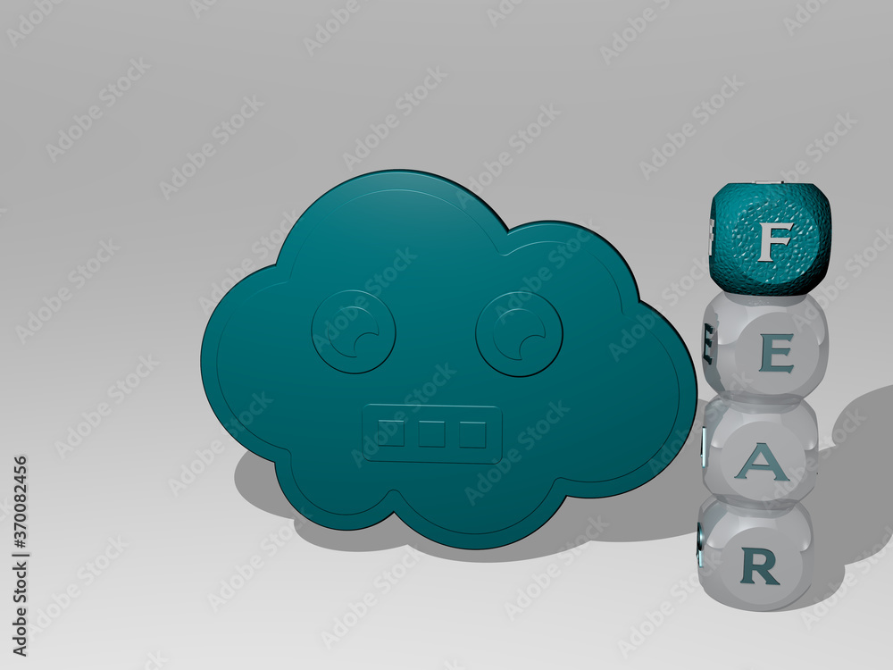 Poster 3D representation of fear with icon on the wall and text ...