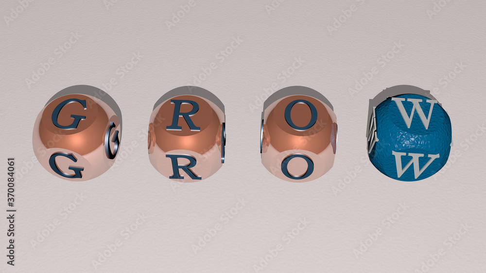 combination of grow built by cubic letters from the top perspective ...