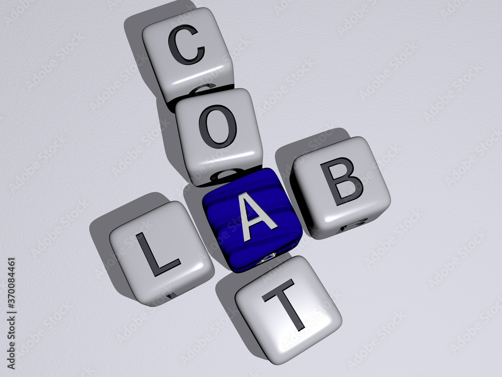LAB COAT combined by dice letters and color crossing for the related ...
