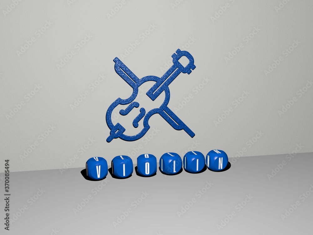 3D graphical image of VIOLIN vertically along with text built by ...