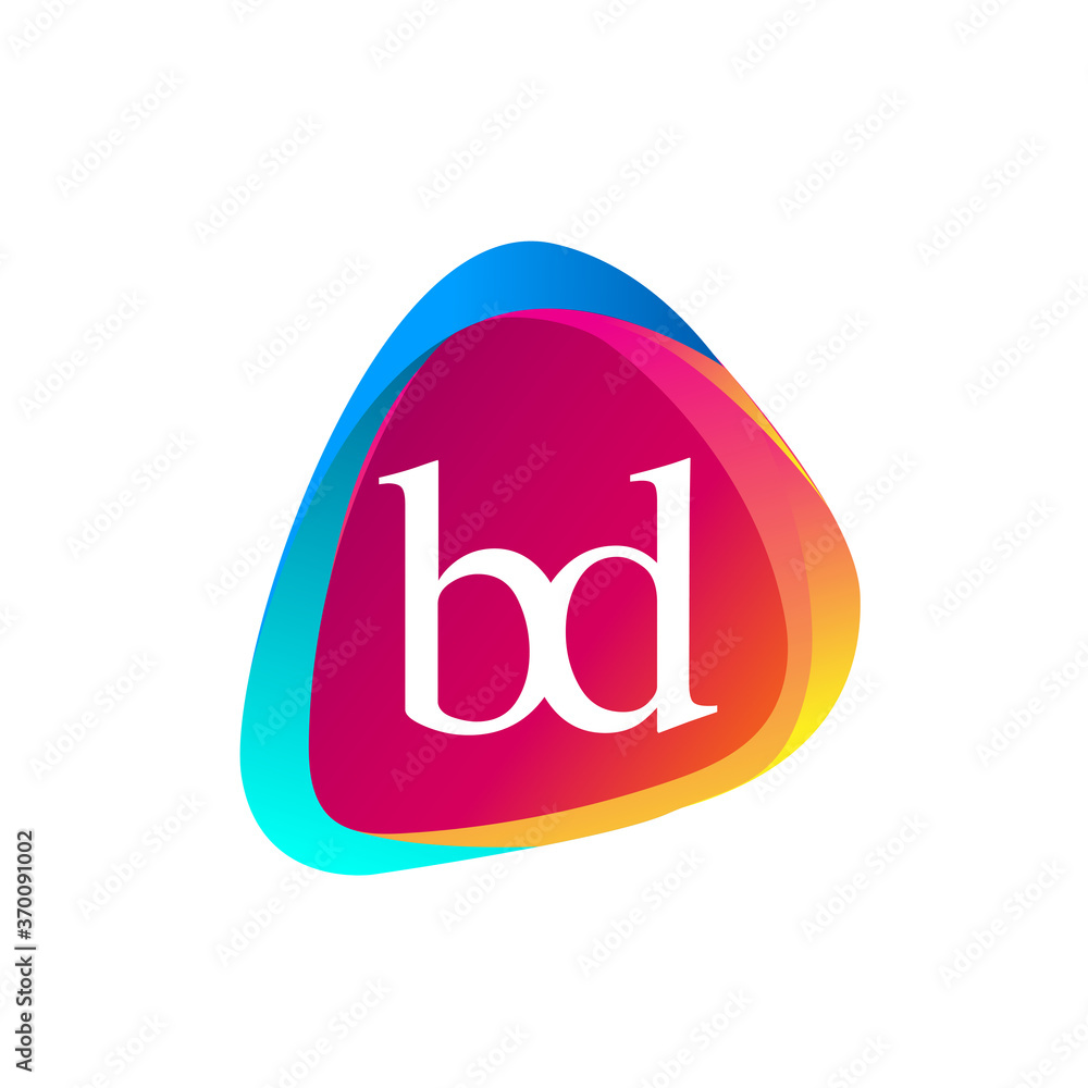 Letter BD logo in triangle shape and colorful background, letter ...