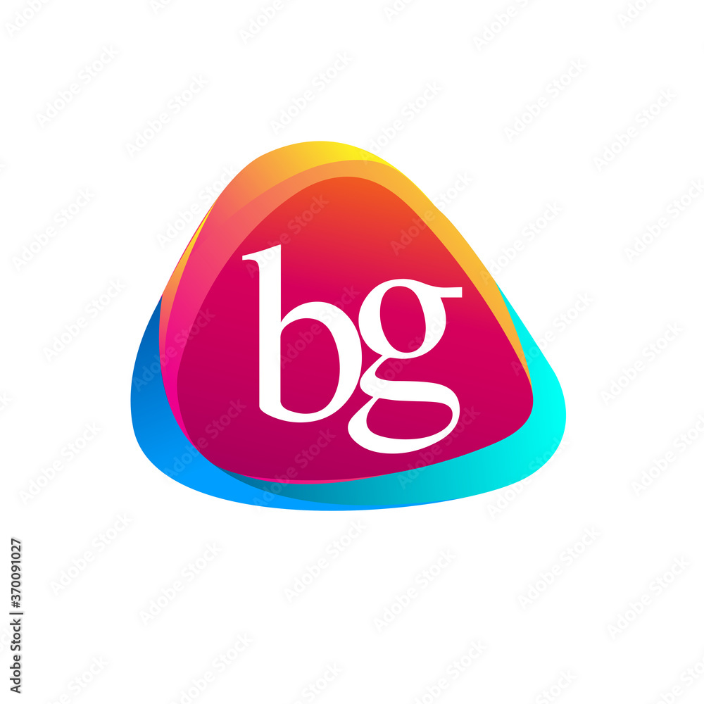 Letter BG logo in triangle shape and colorful background, letter ...