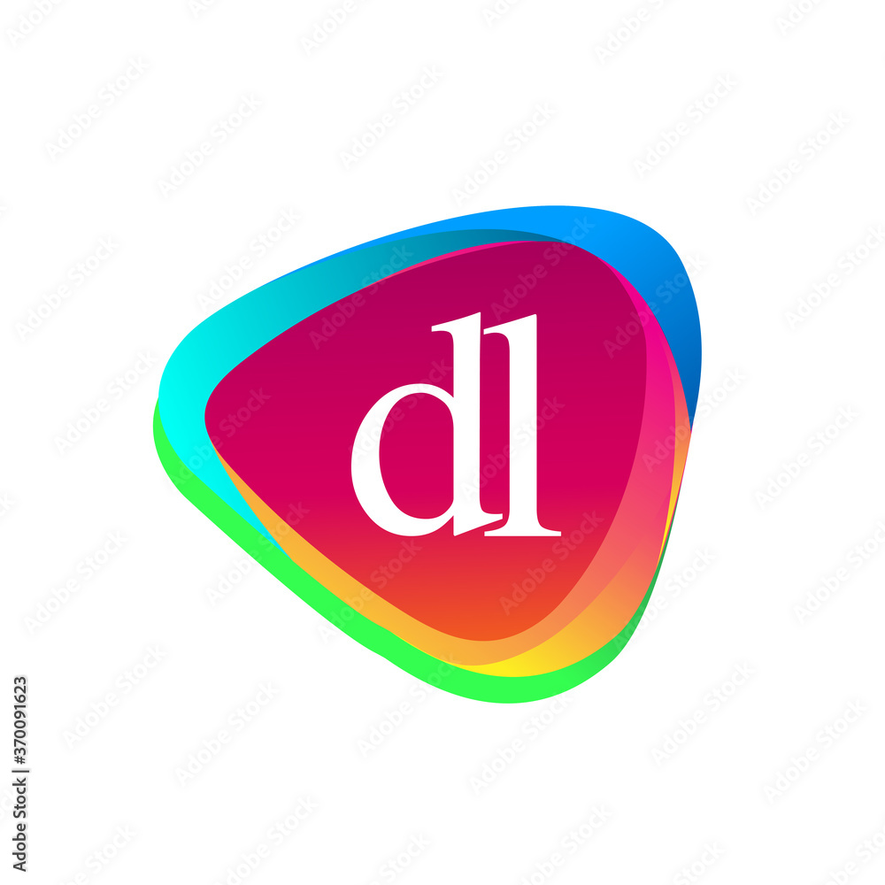 Letter DL logo in triangle shape and colorful background, letter ...