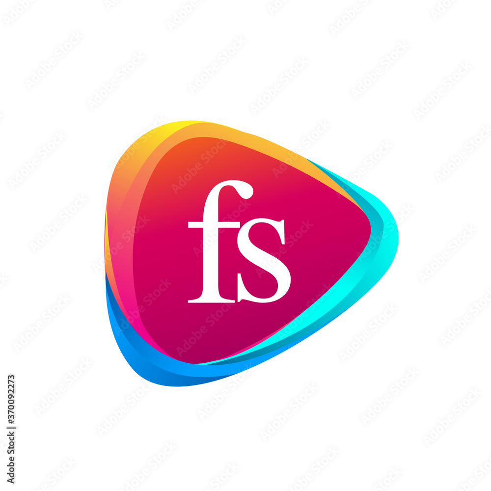 Letter FS logo in triangle shape and colorful background, letter ...