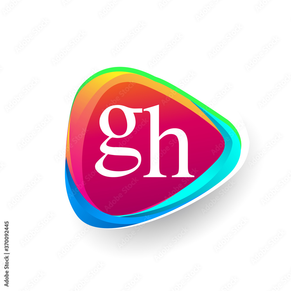 Letter GH logo in triangle shape and colorful background, letter ...
