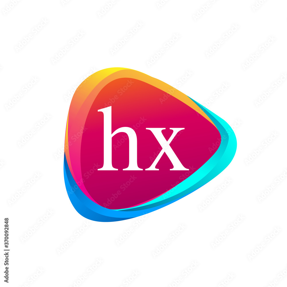 Letter HX logo in triangle shape and colorful background, letter ...