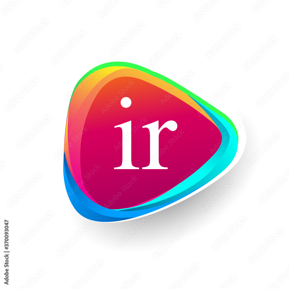 Letter IR logo in triangle shape and colorful background, letter ...