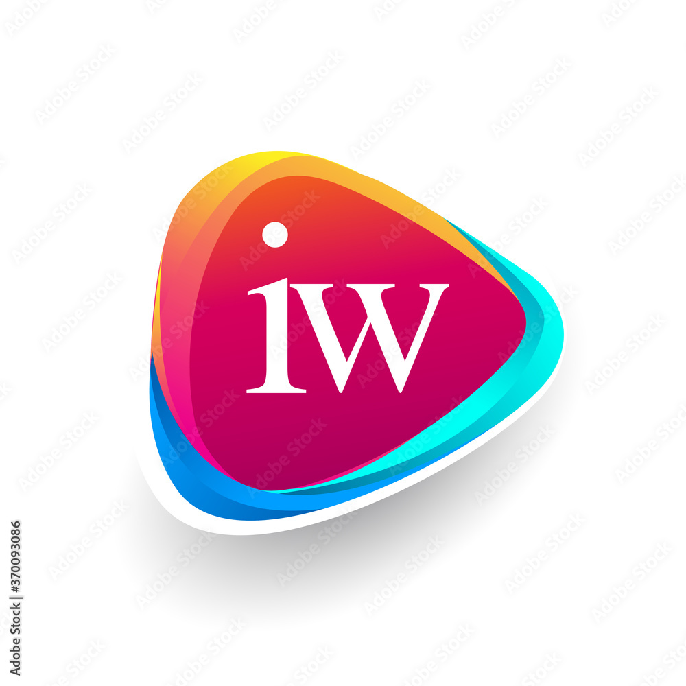 Letter IW logo in triangle shape and colorful background, letter ...