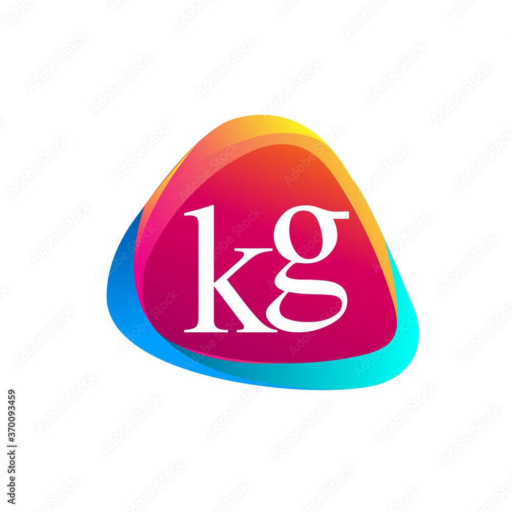 Letter KG logo in triangle shape and colorful background, letter ...