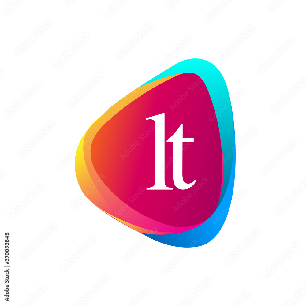 Letter LT logo in triangle shape and colorful background, letter ...