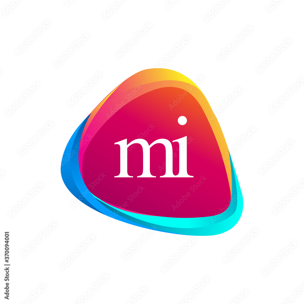 Letter MI logo in triangle shape and colorful background, letter ...