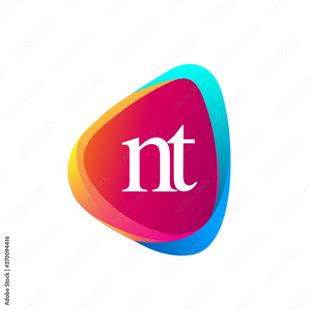 Letter NT logo in triangle shape and colorful background, letter ...