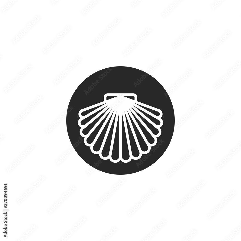 Scallop shell logo of round shape, shellfish delicacy silhouette in ...