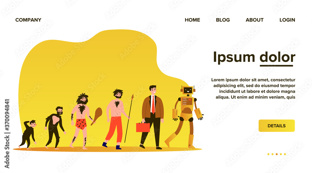 Human evolution theory flat vector illustration. Way from monkey to ...