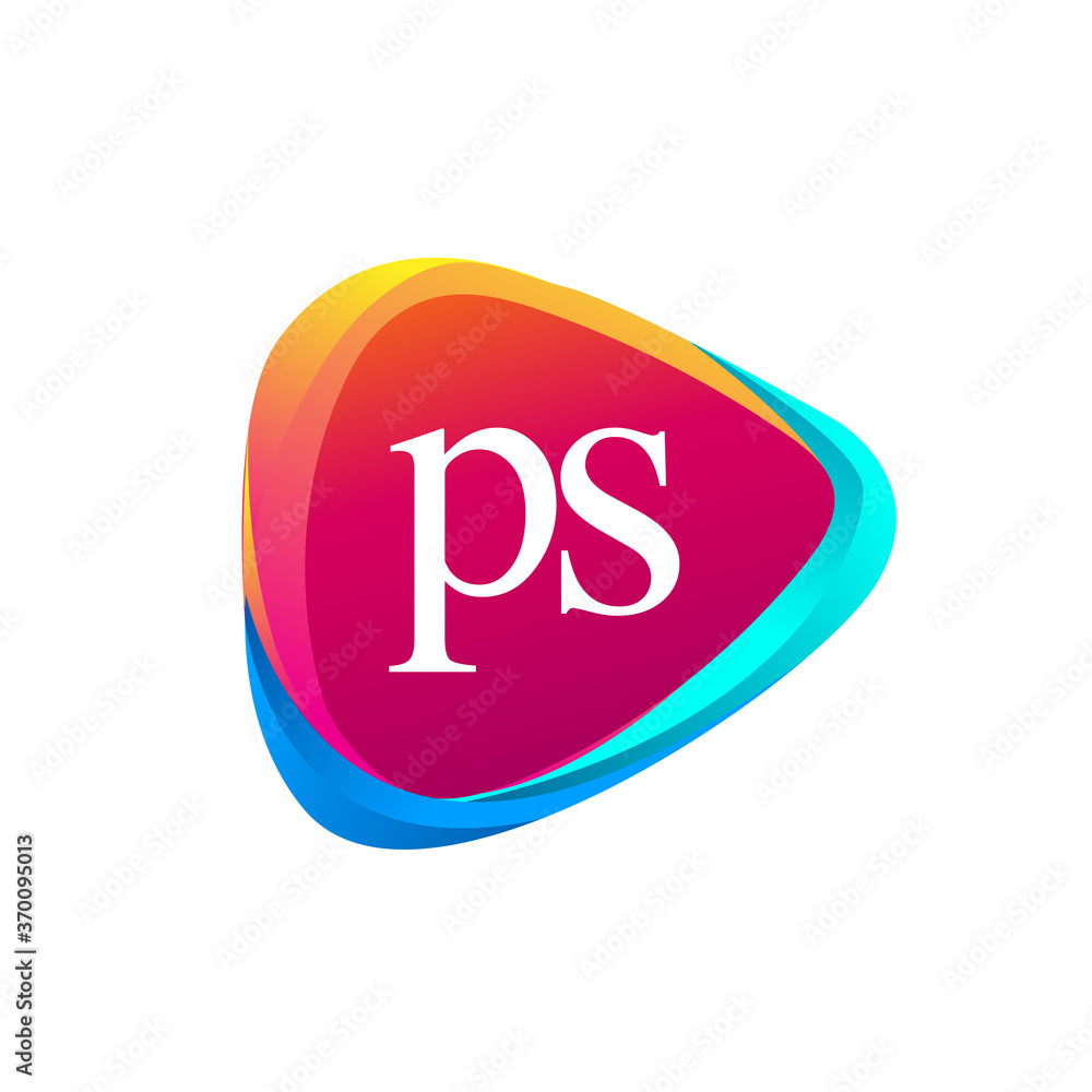 Letter PS logo in triangle shape and colorful background, letter ...