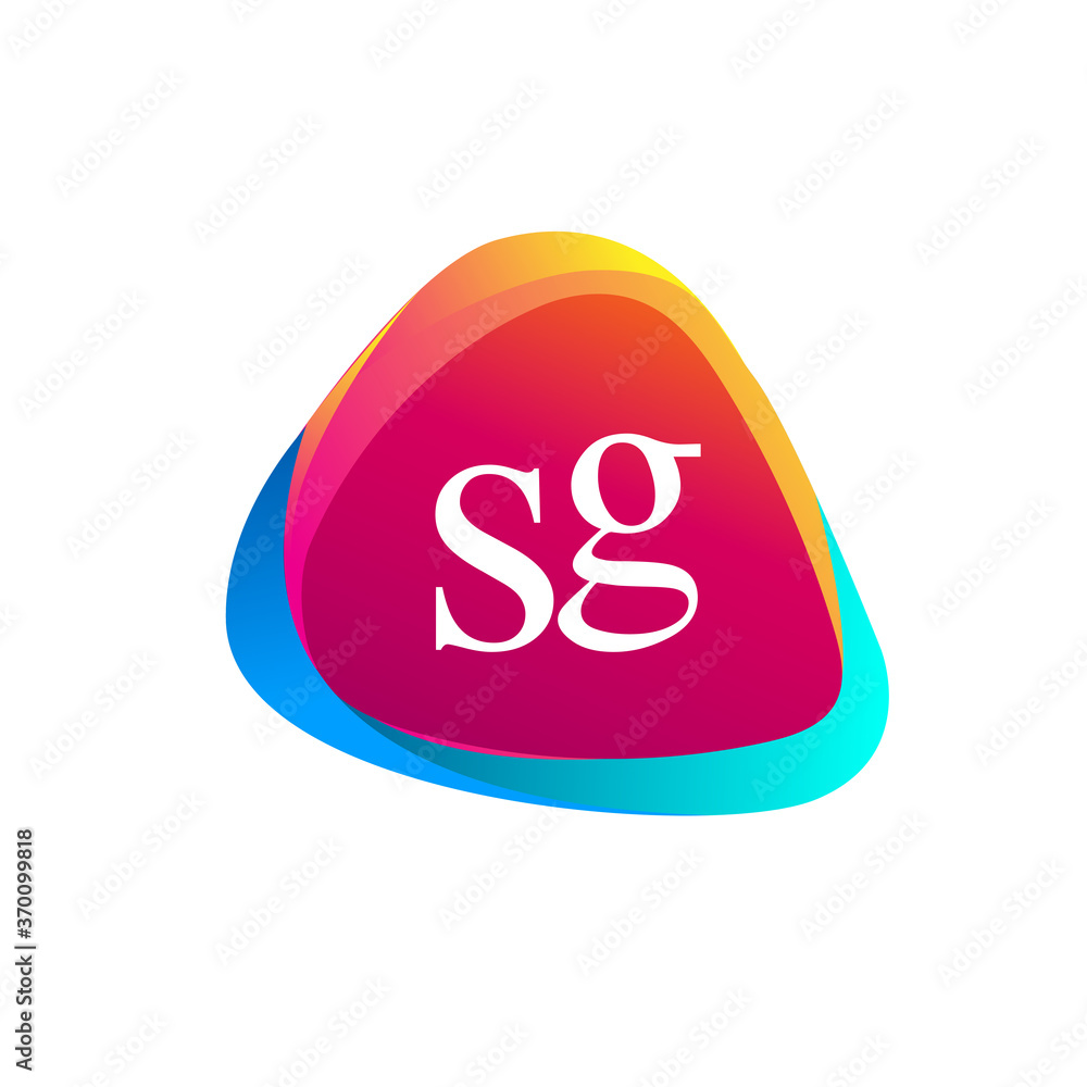 Letter SG logo in triangle shape and colorful background, letter ...