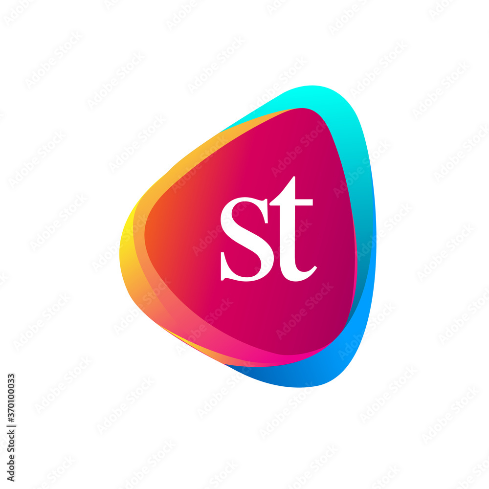 Letter ST logo in triangle shape and colorful background, letter ...
