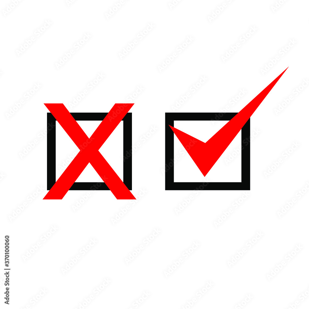 check mark and red cross in box, tick, correct, yes, no Stock Vector ...
